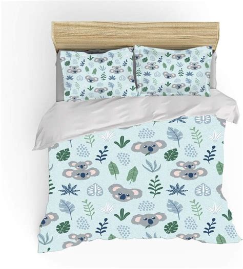Nbvghj 2 3 Piece Koala Bed Linen Set Blue Background Duvet Cover