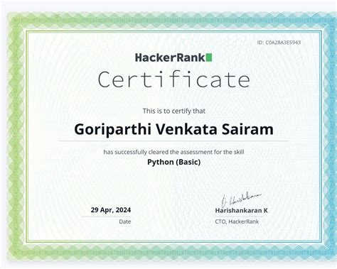 Sai Ram On Linkedin Hackerrank Coding Continuouslearning
