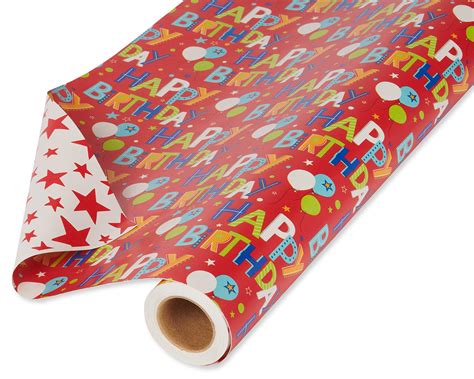 American Greetings Reversible Wrapping Paper Happy Birthday Lettering