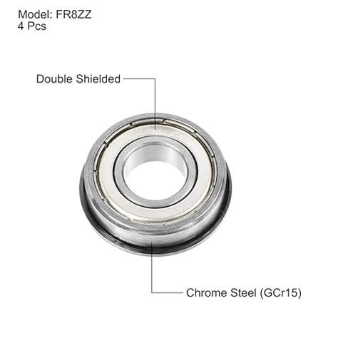 Uxcell Fr8zz Rodamiento De Bolas Con Brida 12 X1 18 X516 Rodamientos