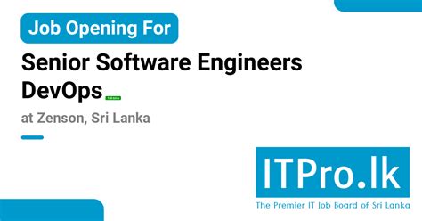 Senior Software Engineers Devops At Zenson Itprolk