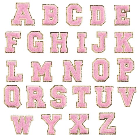 Pink Self Adhesive Chenille Letters Patches Cute Letters Preppy Pink