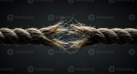 Cinematic Macro Shot Of A Dark Aged Hemp Rope Under Immense Stress