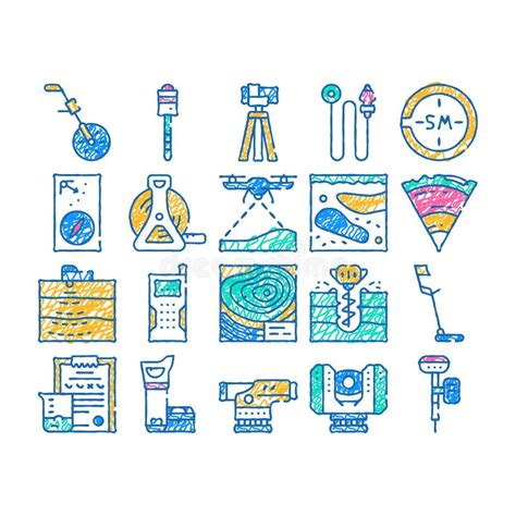Geodesy Equipment Illustration Icon Hand Drawn Stock Vector Illustration Of Collection