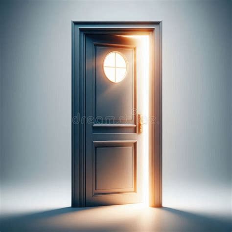 A Slightly Open Door With A Warm Light Inside Space For Text Stock