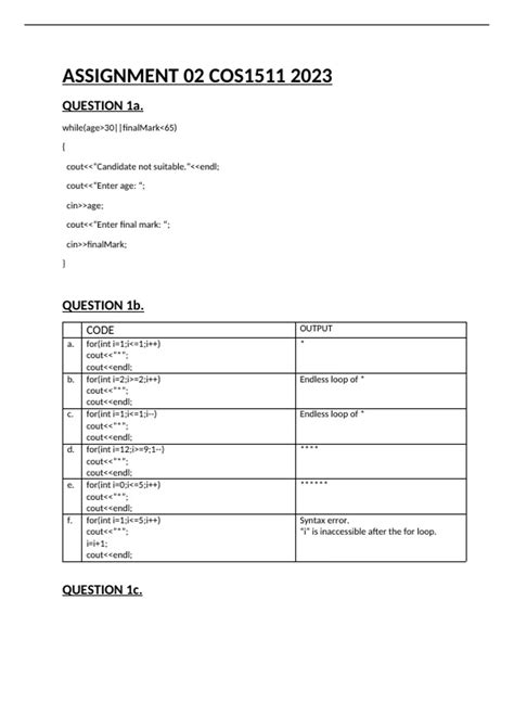 cos1511 assignment 2 solutions with output 2023 cos1511