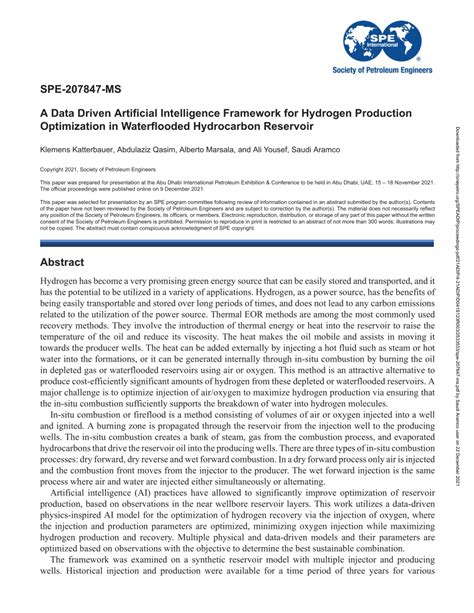 Pdf A Data Driven Artificial Intelligence Framework For Hydrogen Production Optimization In