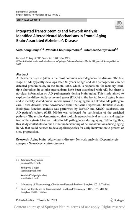 Integrated Transcriptomics And Network Analysis Identified Altered
