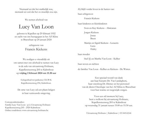 Lucy Van Loon 24 01 2024 In Gedachten