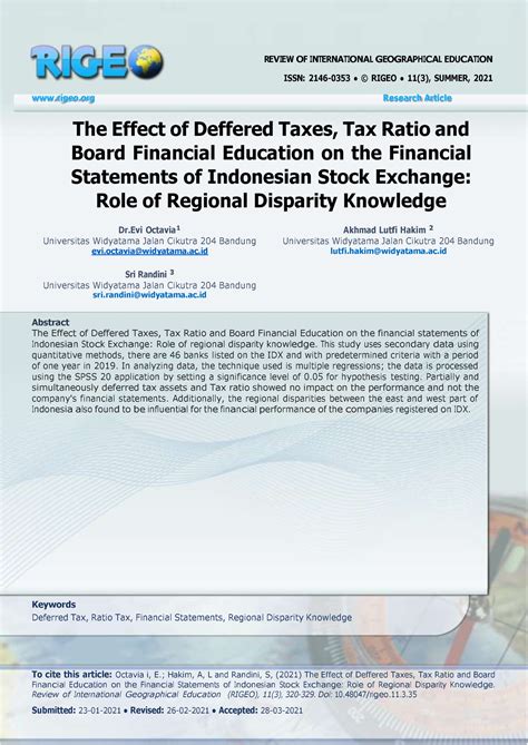 The Effect Of Deffered Taxes Tax Ratio And Board Financial Education On The Financial