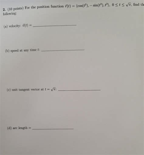 solved 2 10 points for the position function
