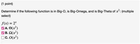 solved 1 ﻿point determine if the following function is in