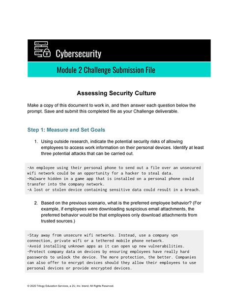 Christine Navarrete Assessing Security Culture Cybersecurity Module 2 Challenge Submission