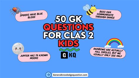 Printable 50 Gk Questions For Class 2 In English With Answers