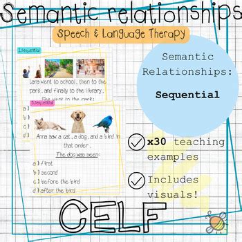 CELF 5 Semantic Relationships Sequential Concepts Speech Language Therapy