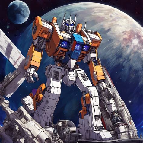 Transformers On Space Shuttle With Moon Fanart