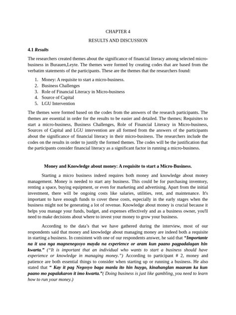 Chapter 4 Results And Discussion Pdf Financial Literacy