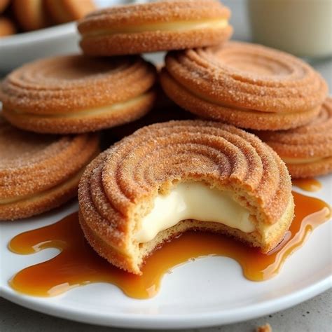 Stuffed Mexican Churro Cookies With Caramel Drizzle Recipe Mexican