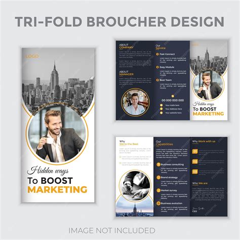 프로페셔널 기업 삼중 브로셔 템플릿 디자인 프리미엄 벡터