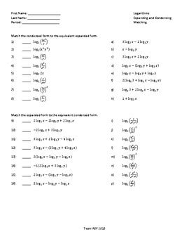 Condensing/Expanding Logarithmic Expressions by Team ABF Mathematics