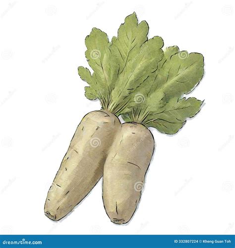 Parsnip Watercolor Illustration Sketch Drawing Style Clipart Stock