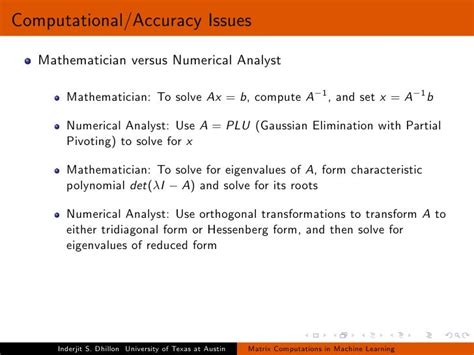 Matrix Computations In Machine Learning