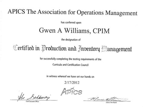 Apics Certificate Ppt