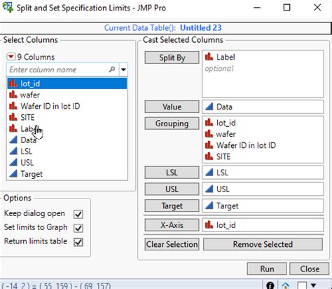 Split And Set Spec Limits Jmp User Community