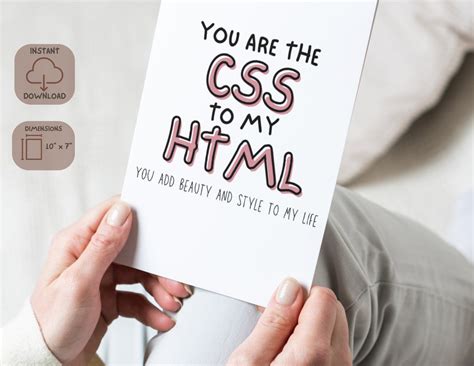 Css To My Html Printable Witty Tech Themed Anniversary Card For