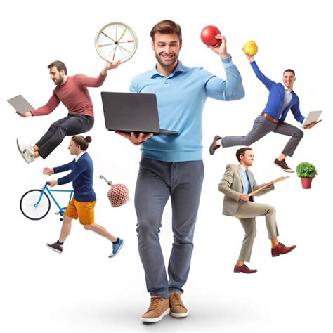 Person Doing Multiple Activities Simultaneously For Productivity Premium Ai Generated Image
