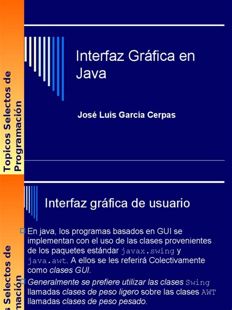 interfaz gráfica en java pdf java lenguaje de programación