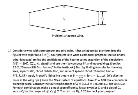 Find Formulas For The Wing Area Aspect Ratio