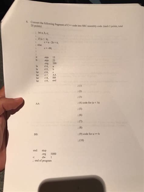 solved convert the following fragment of c code into src