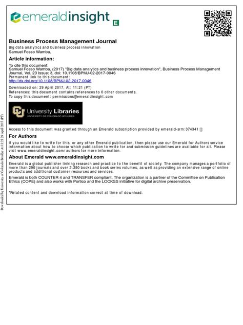 big data analytics and business process innovation pdf big data