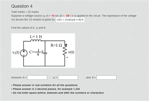 Solved Question 4total Marks 25 ﻿markssuppose A Voltage