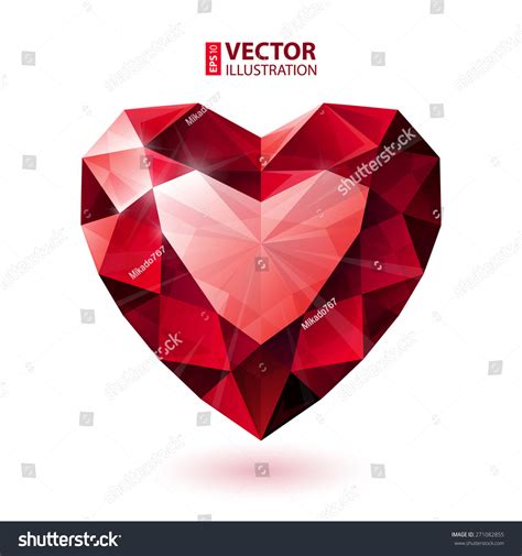 Shiny Isolated Red Ruby Heart Shape Stock Vector Royalty Free 271082855