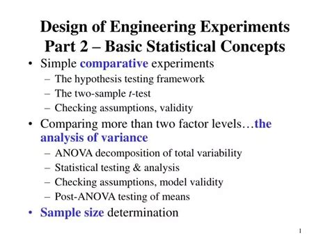 Ppt Design Of Engineering Experiments Part 2 Basic Statistical
