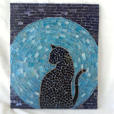 Cat Moon Rising Stained Glass Mosaic By HouseOfTheRisingCat With