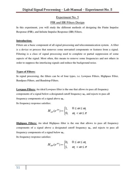 Fir And Iir Filters Design Pdf Low Pass Filter Digital Signal