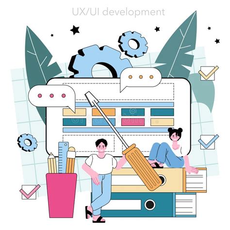Ux And Ui Designer App Or Website Interface Development Stock Vector Illustration Of