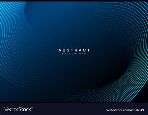 Abstract Glowing Curve Lines On Dark Blue Vector Image