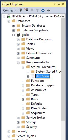 sql query to rename stored procedure geeksforgeeks