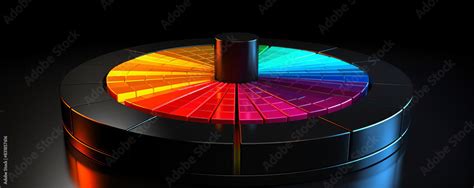 A Modern Minimalistic Pie Chart With Each Segment Designed In A Different Neon Color Such As