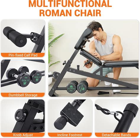 Adjustable Weight Bench With Hyper Back Extension Preacher Curl Roman