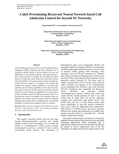 Pdf A Qos Provisioning Recurrent Neural Network Based Call Admission