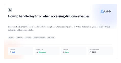 How To Handle Keyerror When Accessing Dictionary Values Labex