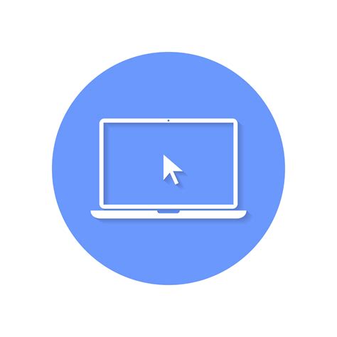 Laptop And Pointer Cursor Icon With Shadow Notebook Display With Clicking Mouse Vector