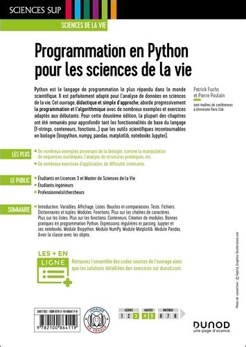 Programmation En Python Pour Les Sciences De La De Patrick Fuchs