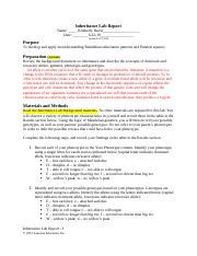 BIOL 1001 Week 4 Lab Doc Inheritance Lab Report Name Heather