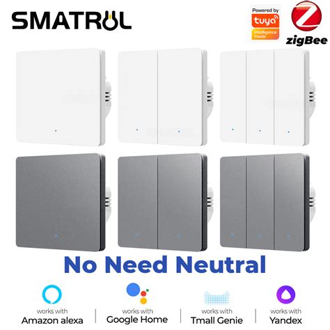 SMATRUL Smart Light Switch Tuya Zigbee No Neutral Wire No Capacitor Needed Smart Life Support